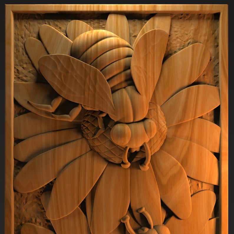 Bees and Flowers 3D Relief Model - Etsy