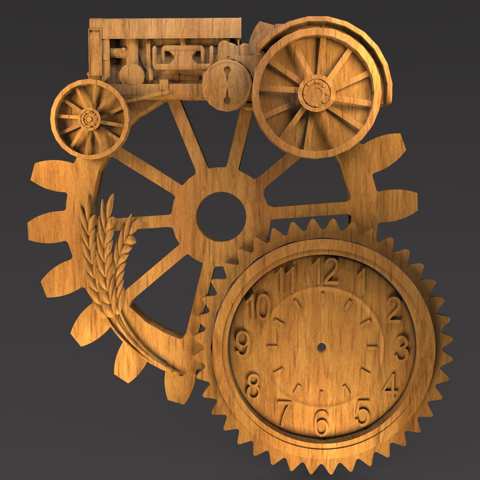 Wooden Gear Themed Wall Clock CNC Model Files - STL, Vcarve/aspire, G ...