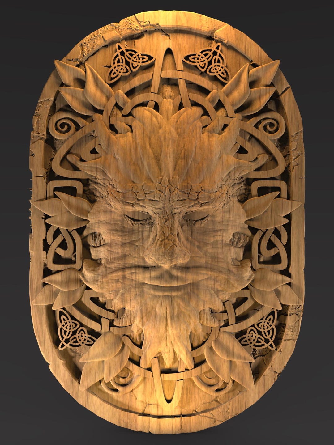 Celtic Norse Motif Green Man Wood Carving STL File & CNC G-codes - Etsy