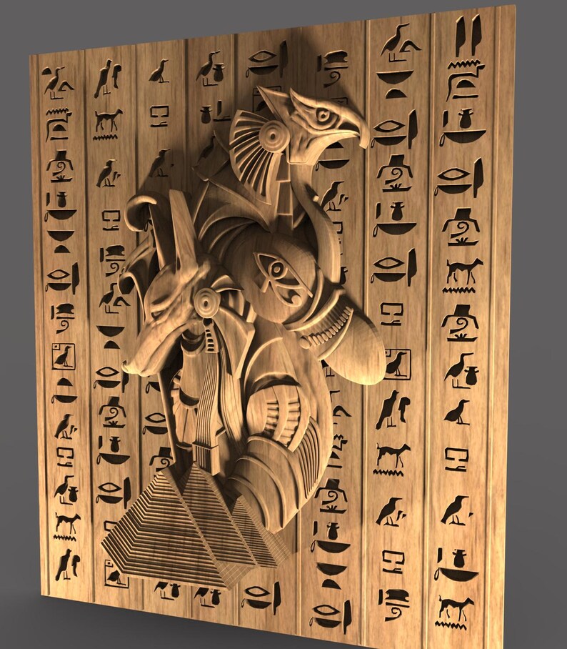 Ancient Egyptian Gods Anubis and Horus Relief CNC Model - STL and ...