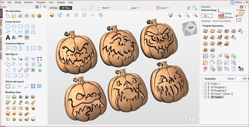 Halloween Pumpkin Models - CNC Carving Ready STL, Artcam, Vcarve, G ...