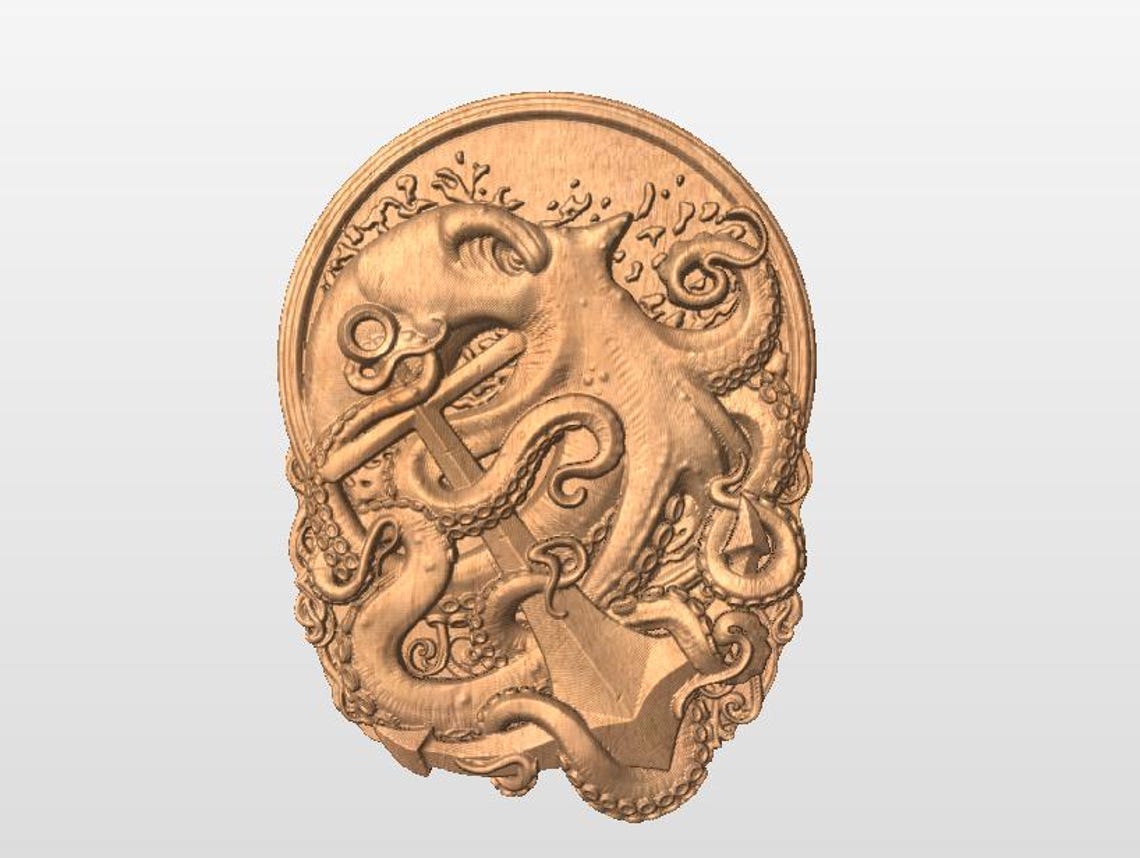 Detailed Octopus and Anchor Relief CNC Files (STL, Vcarve, G-codes) - Etsy
