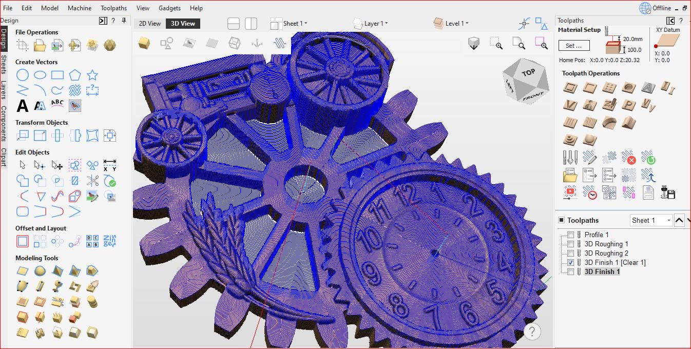 Wooden Gear Themed Wall Clock CNC Model Files - STL, Vcarve/aspire, G ...
