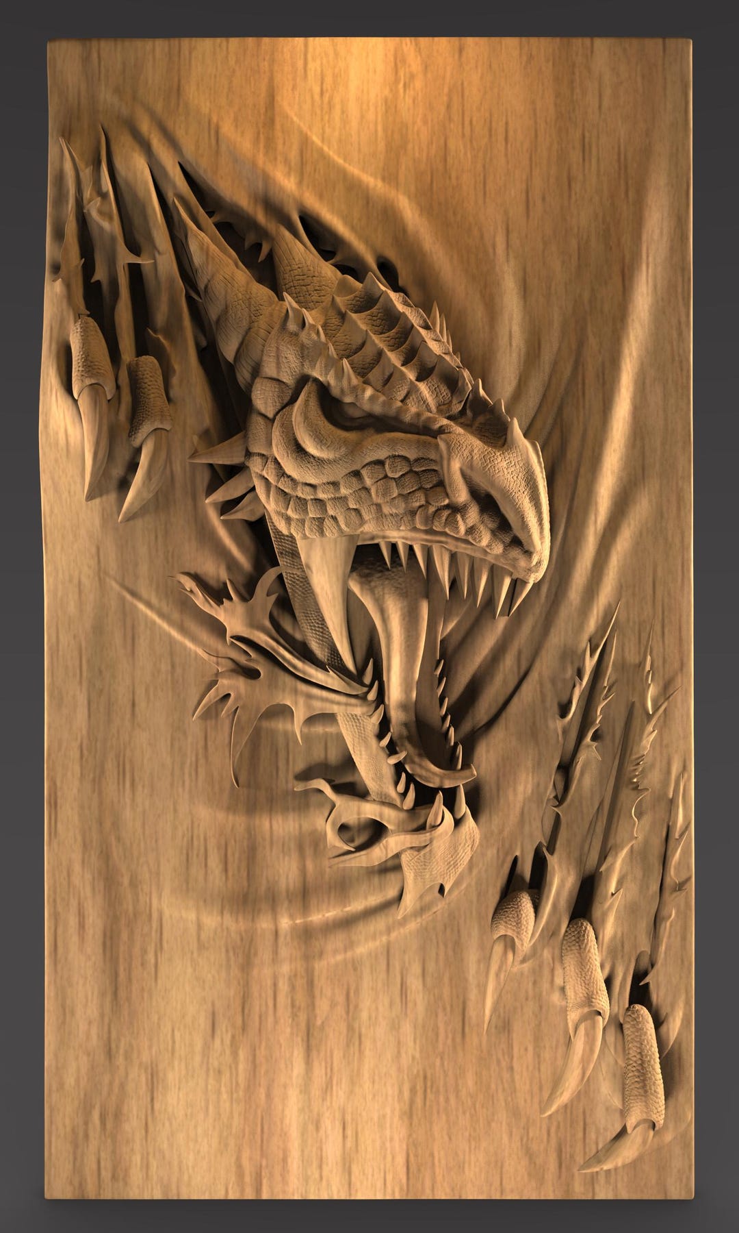 3D Wood Carving Dragon Wall Art - CNC STL File & G-codes - Etsy