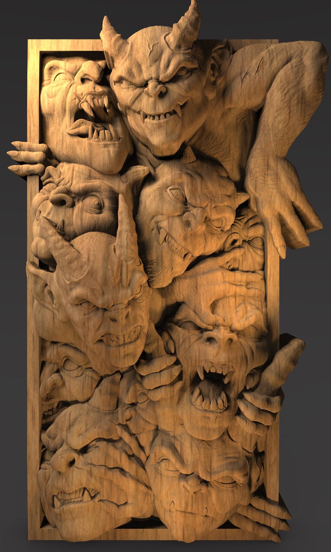 Gothic Demons Devils CNC Carving – STL File – Dark & Terrifying Relief ...