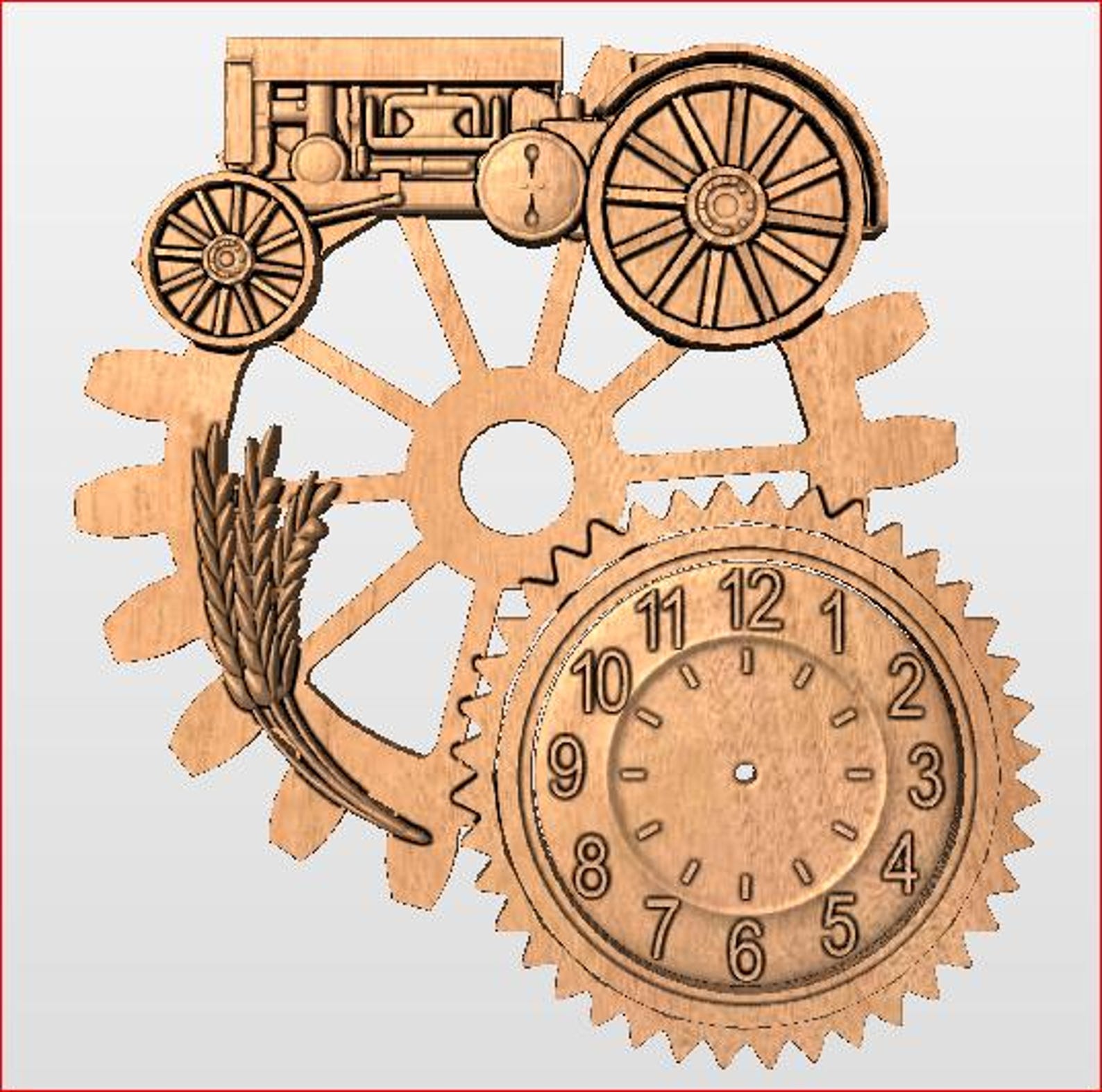 Wooden Gear Themed Wall Clock CNC Model Files - STL, Vcarve/aspire, G ...