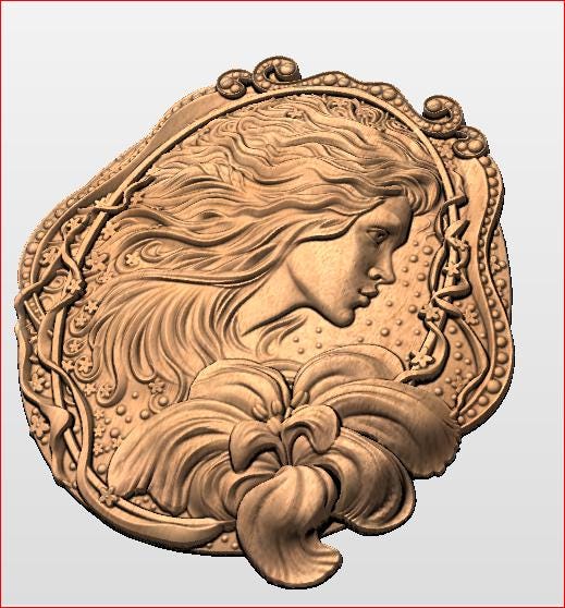 Art Nouveau Woman Relief Model - Digital STL and Vectric Aspire Files ...