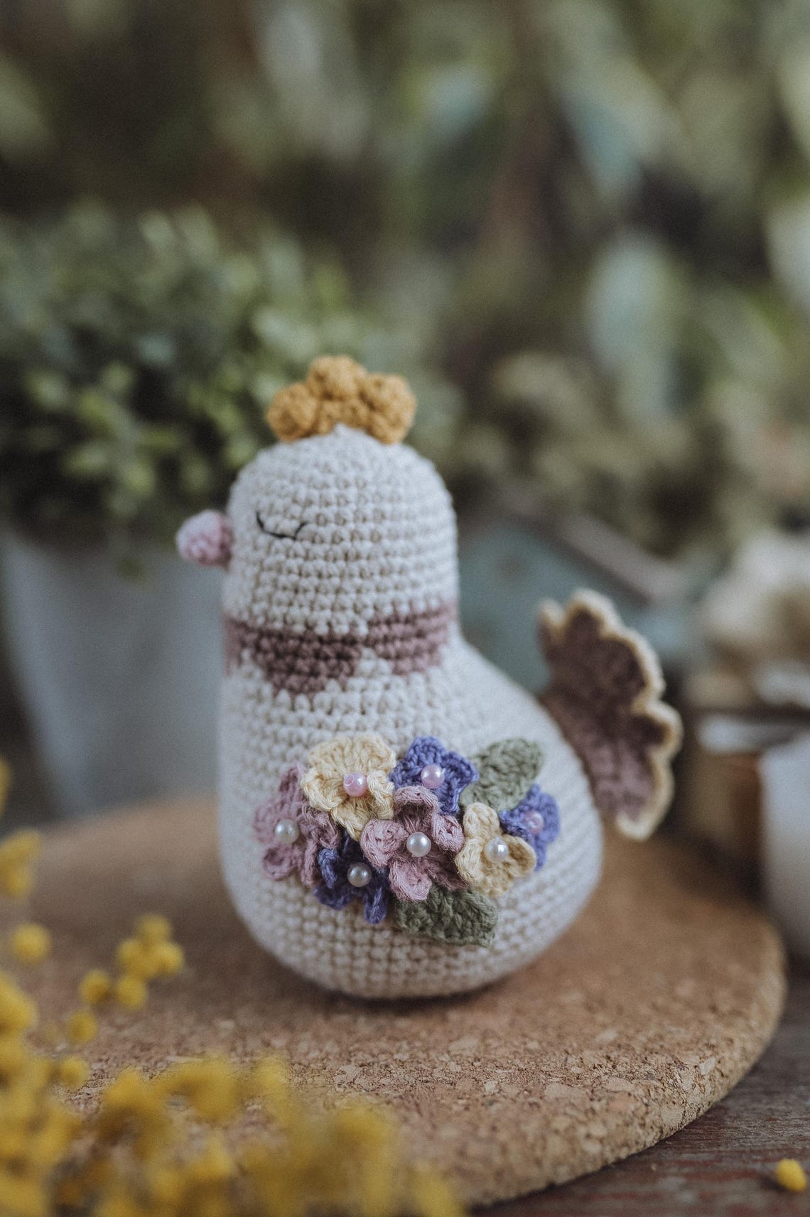 Spring Easter Chicken Crochet Pattern With Floral Decor. Printable ...