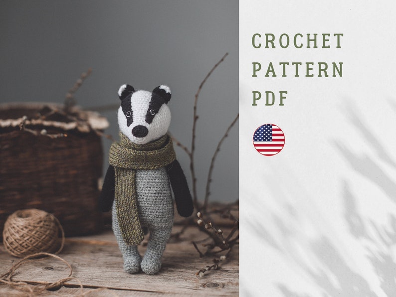 PDF Badger Crochet Pattern Cute Badger Amigurumi Pattern - Etsy UK