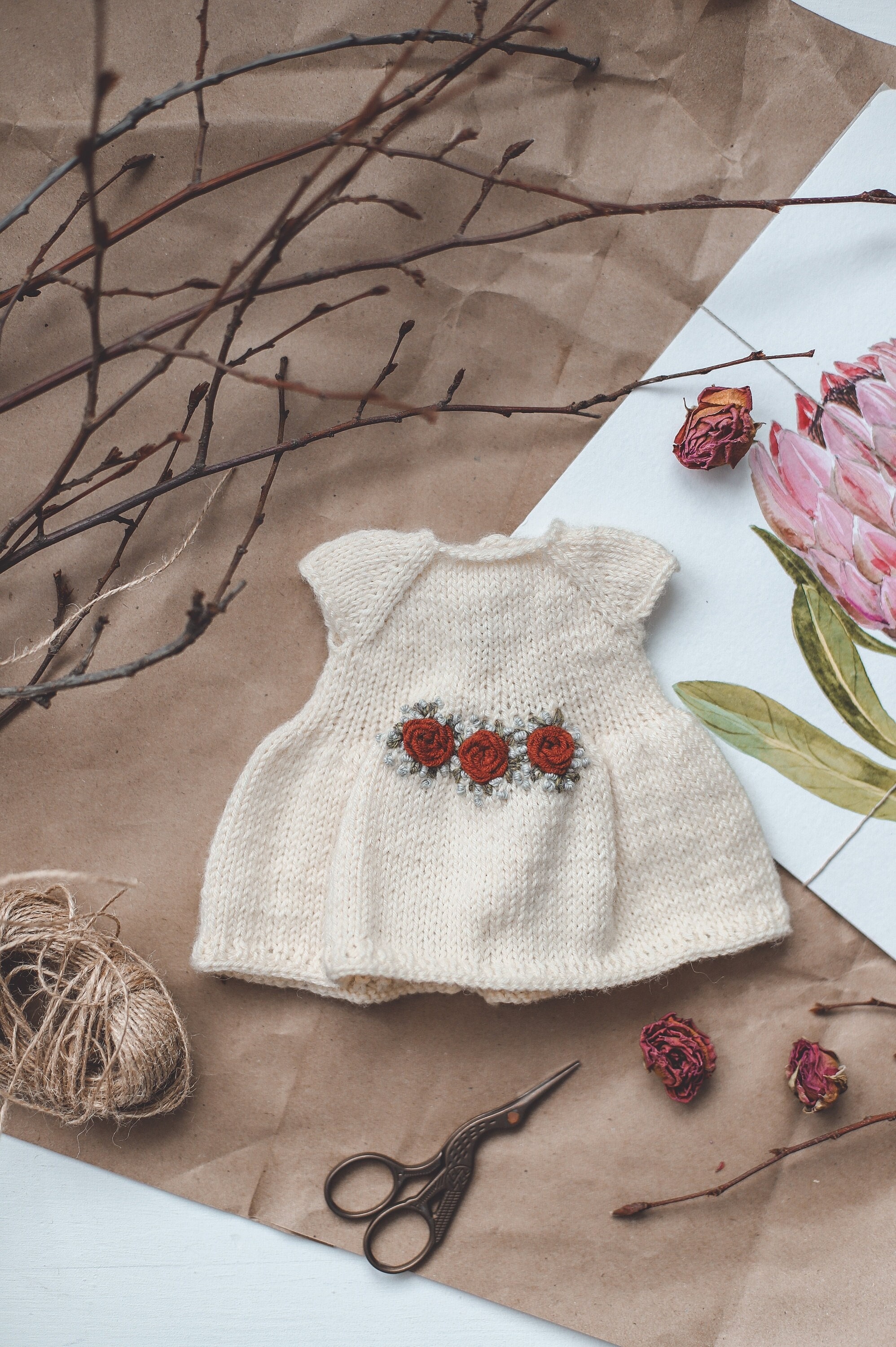 PDF PATTERN Knitted Bunny Dress With Embroidery + Crochet Bag, Stuffed ...
