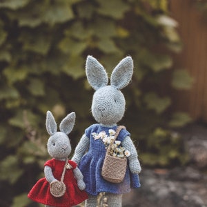 PDF PATTERN Knitted Bunny Dress With Embroidery + Crochet Bag, Stuffed ...