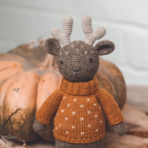 Pdf Pattern for Crocheting a Deer in a Knitted Sweater in English ...