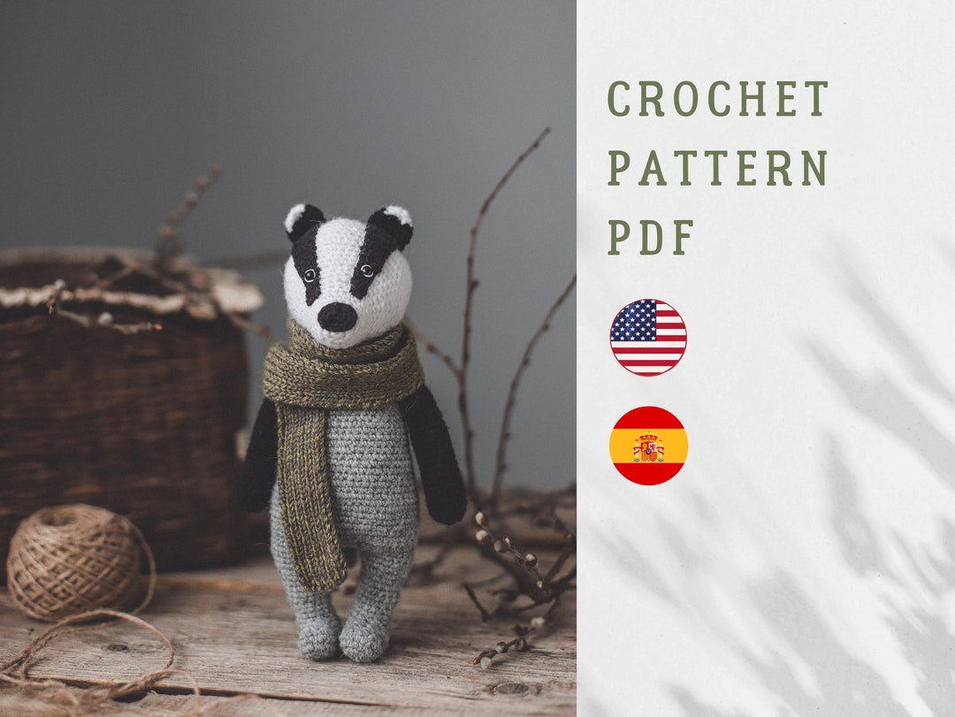PDF Badger Crochet Pattern, Cute Badger, Amigurumi Pattern, Crochet Toy ...