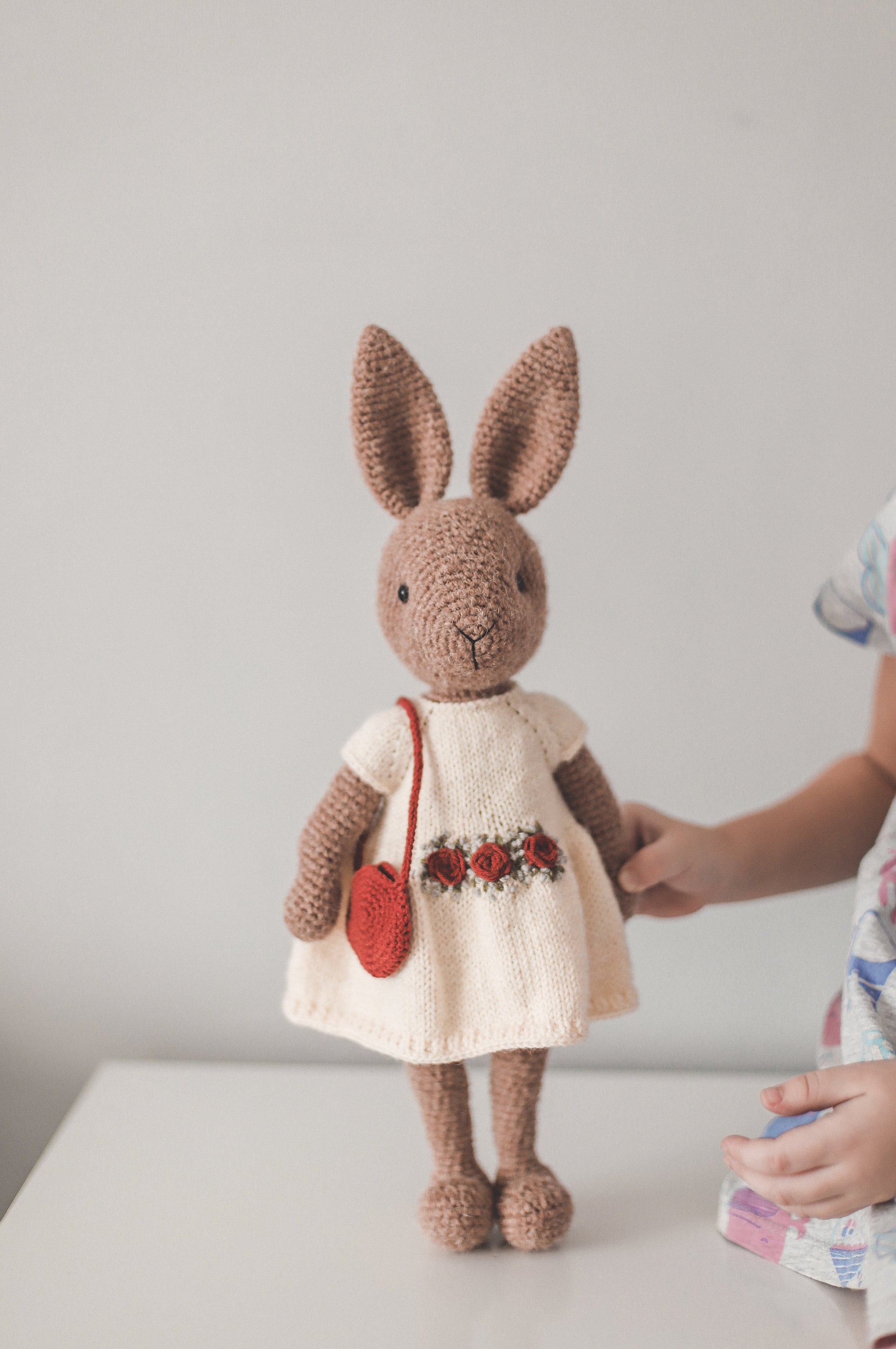PDF PATTERN Knitted Bunny Dress With Embroidery + Crochet Bag, Stuffed ...