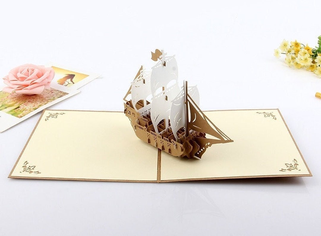 Boat Pop up Card Have A Nice Trip Personalisation Handmade - Etsy