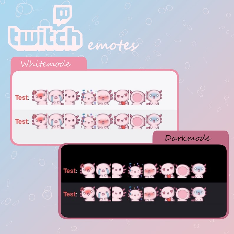 Twitch Emotes Axolotl/ 8 Pack/ 28x28 56x56 112x112/cute | Etsy Canada