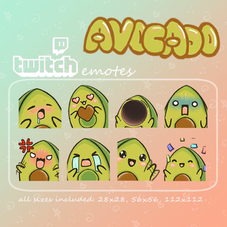 Twitch Emotes Avocado/ 8 Pack/ 28x28 56x56 112x112 | Etsy
