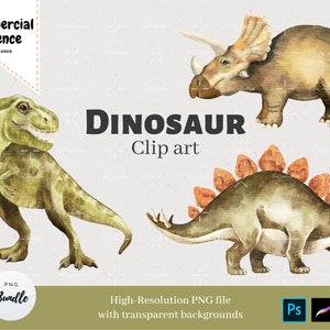 Dinosaur Clipart PNG Watercolor Dinosaur Clipart T Rex - Etsy