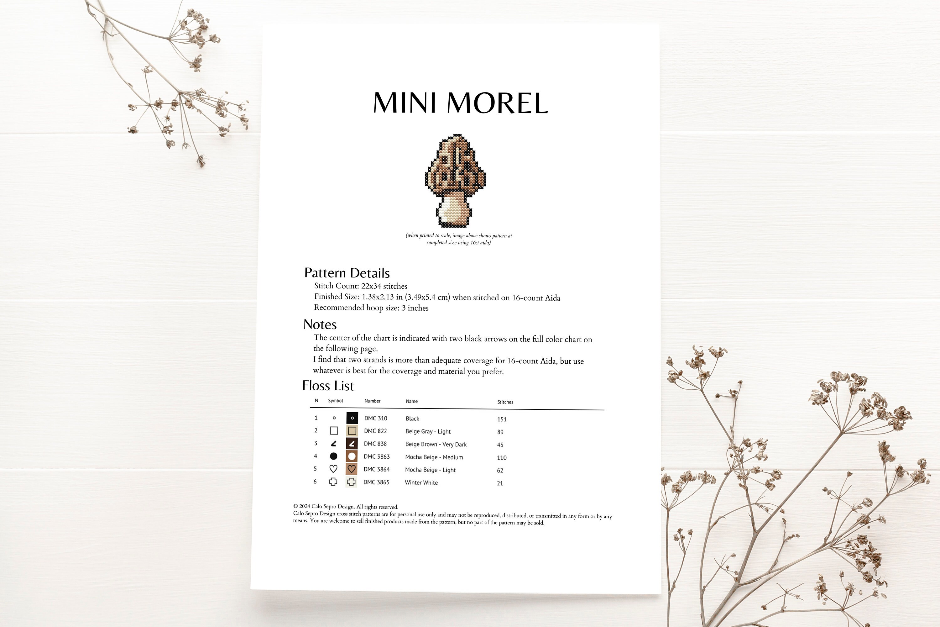Mini Morel Cross Stitch Pattern - Etsy