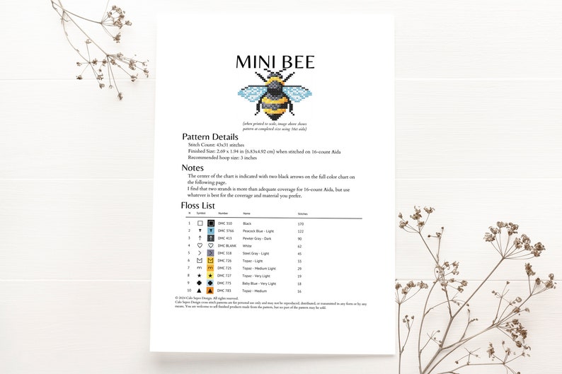 Mini Bee Cross Stitch Pattern - Etsy