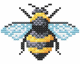 Mini Cross Stitch Pattern. Little Bee, Insect.counted Cross Stitch ...
