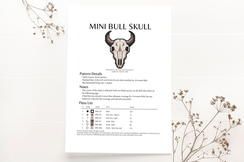 Mini Bull Skull Cross Stitch Pattern - Etsy