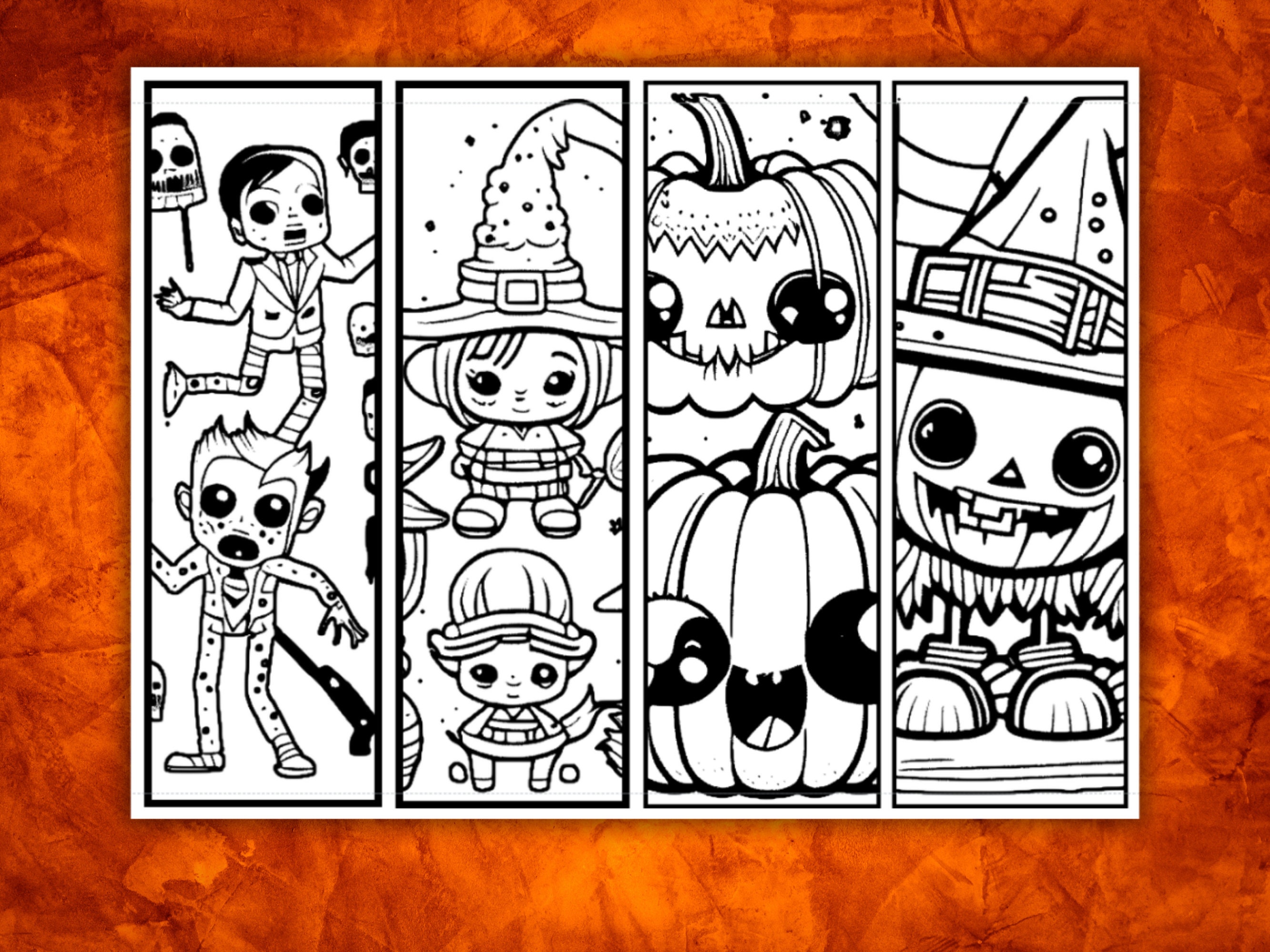Printable Halloween Bookmarks for Kids to Color. Big Bundle 20 X Cute ...