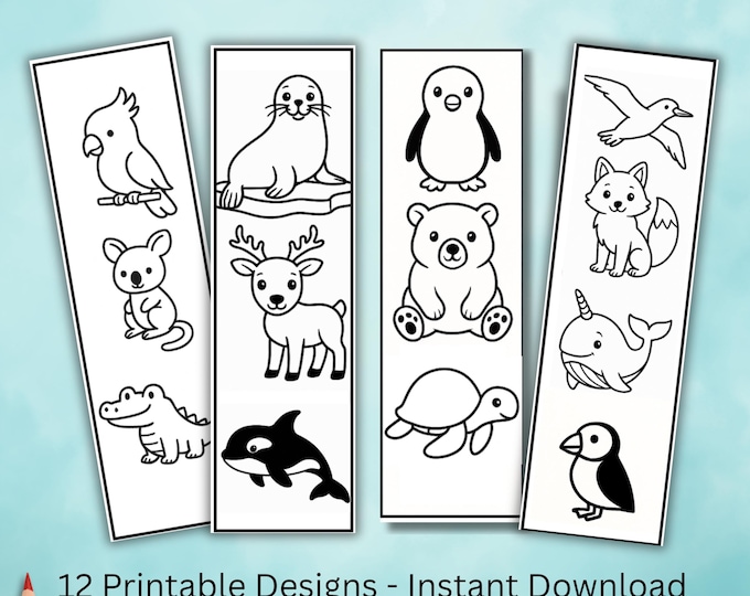 Baby Animal Coloring Bookmarks for Kids, Cute Animal Coloring Bookmarks ...