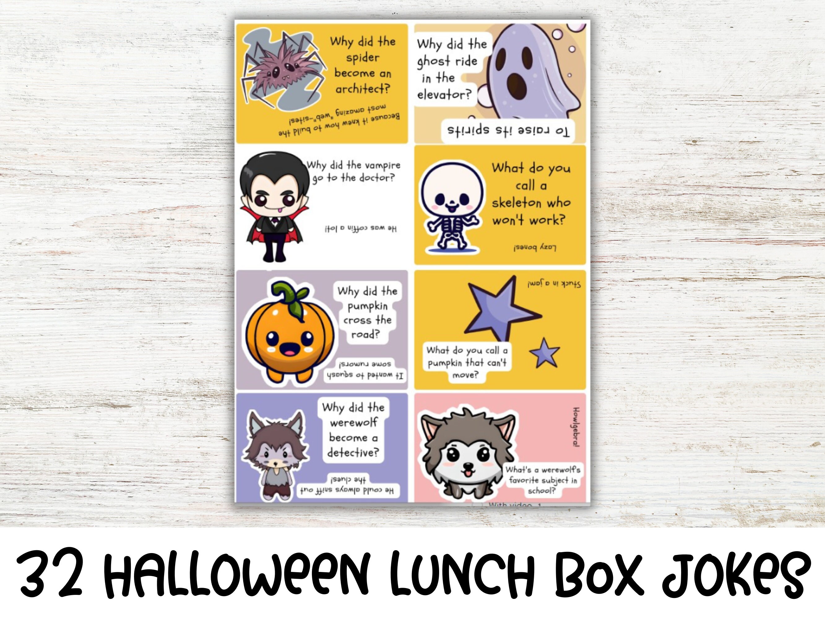 Printable Halloween Lunch Box Jokes 32 Printable Lunchbox Joke Cards ...