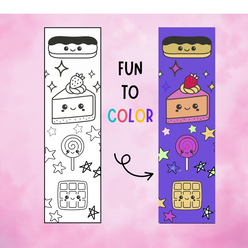 Coloring Bookmarks for Kids – Kawaii Dessert Printable, Cute Food ...