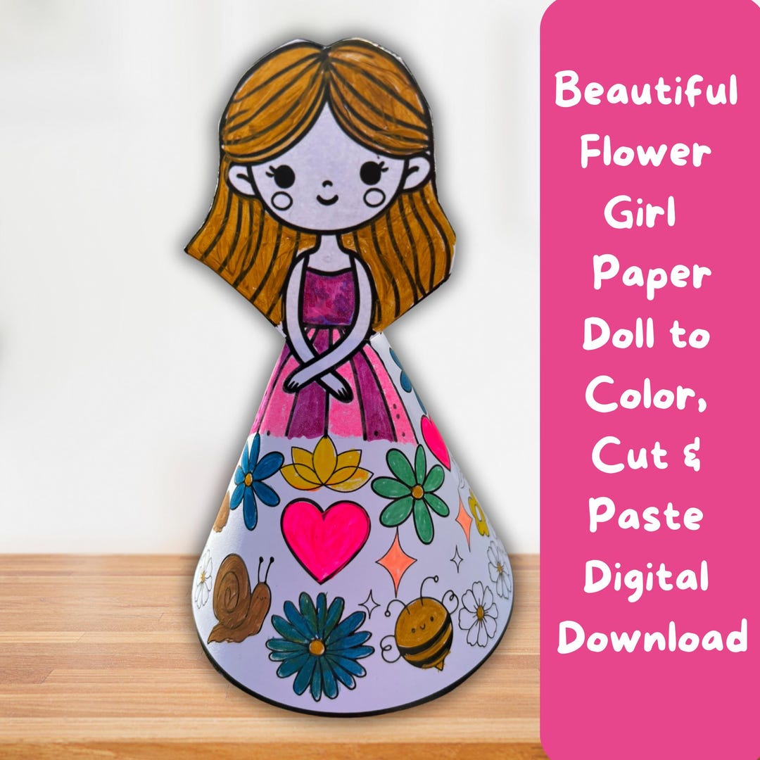 Flower Girl Paper Doll Activity Printable for Kids to Colour, Cut ...