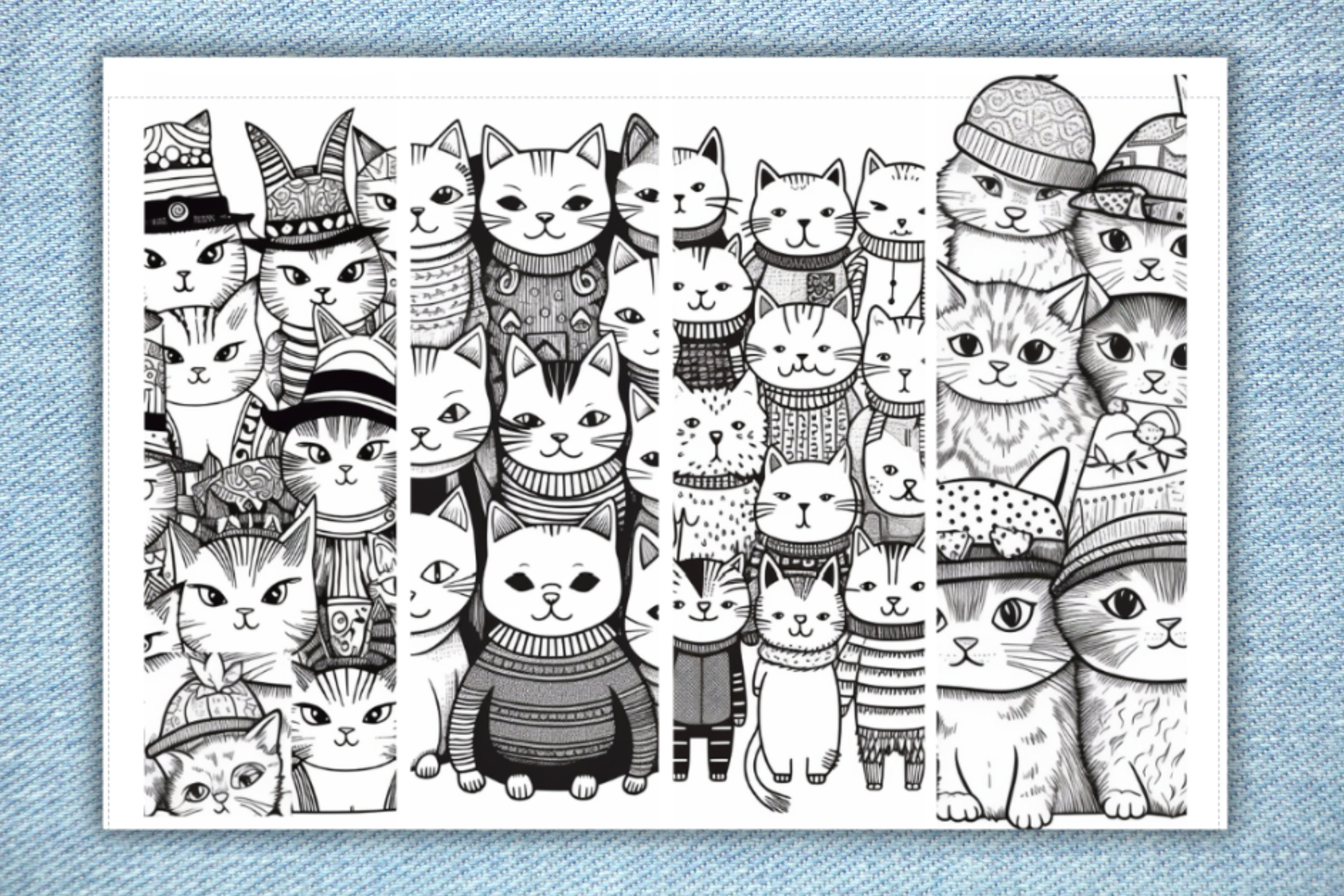 Cute Cats Printable Coloring Bookmarks. 4 X Fun Bookmark Designs for ...