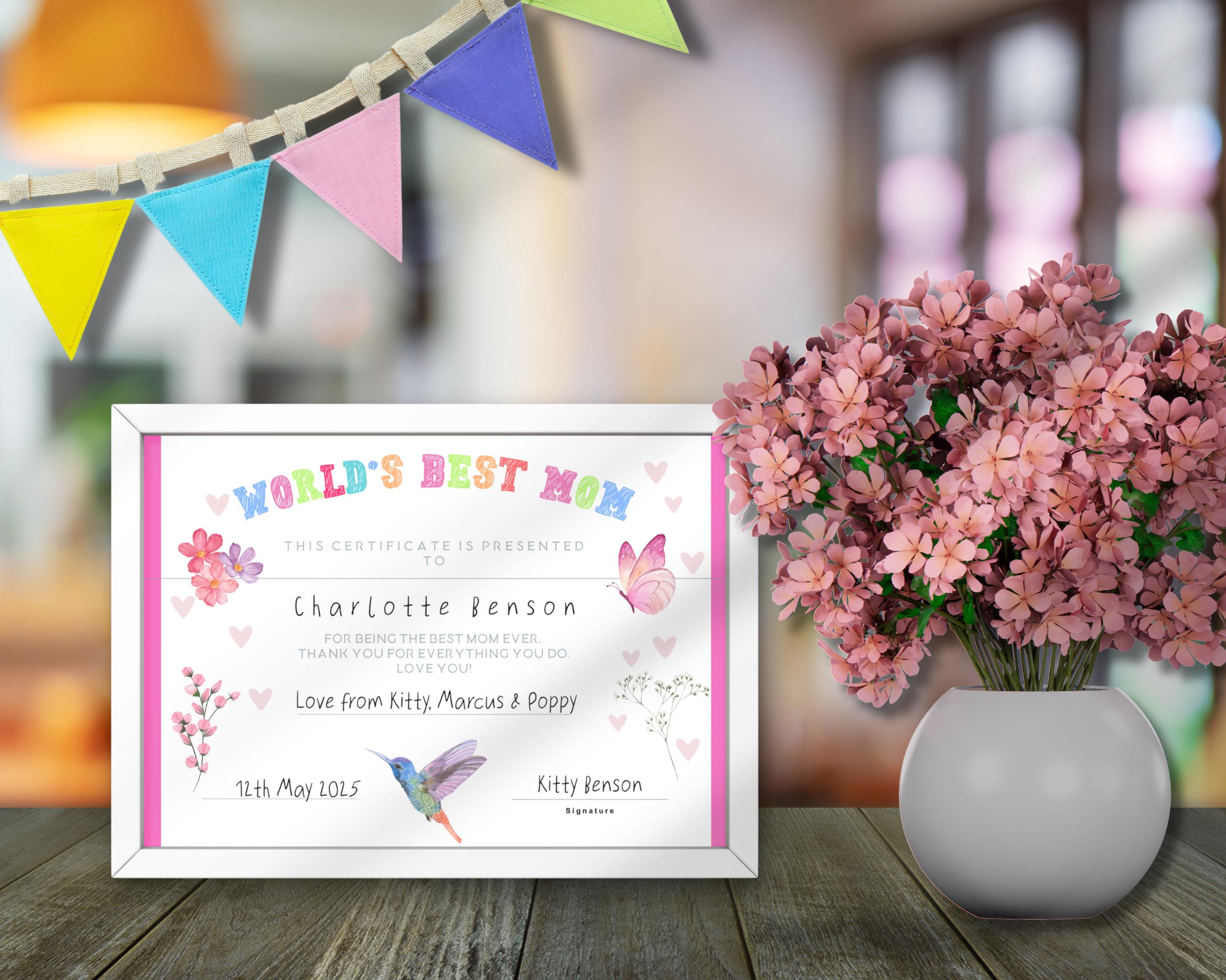 World’s Best Mom Certificate Printable – Mother's Day Gift, Birthday ...