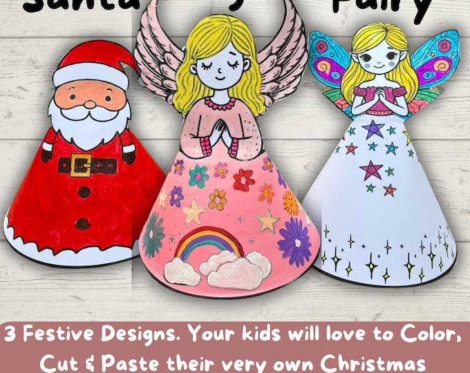 Angel Paper Dolls Coloring Set, Printable Paper Dolls, Paper Ornaments ...