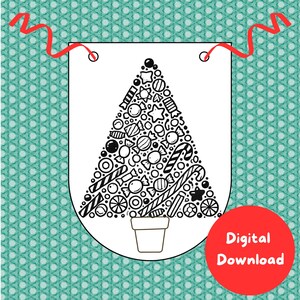 Cute & Fun Christmas Tree Printable Bunting Flags for Kids to Color ...