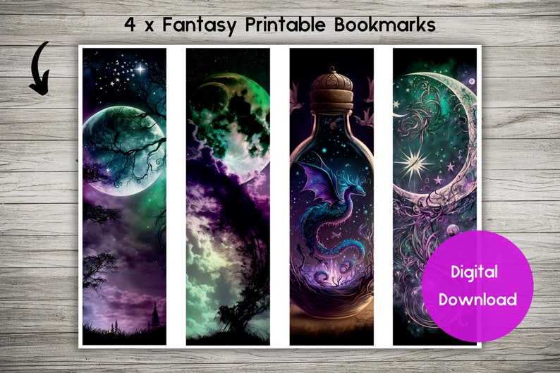 Printable Fantasy Bookmarks. 4 X Stunning Bookmark Designs. Print at ...