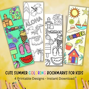 Summer Coloring Bookmarks for Kids – Fun Food & Beach Theme Printable ...