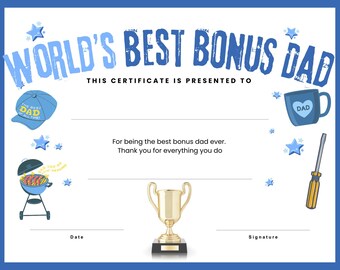World’s Best Dad Certificate Printable – Father's Day Gift, Birthday ...