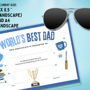World’s Best Dad Certificate Printable – Father's Day Gift, Birthday ...