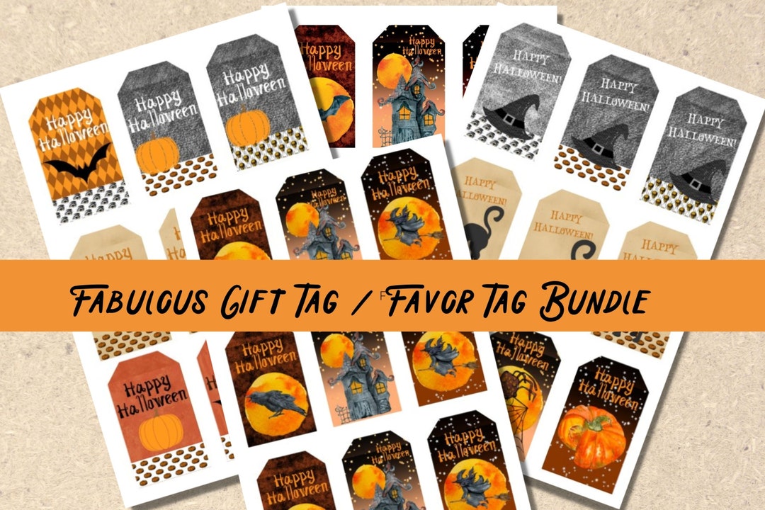 Printable Halloween Gift Tags Bundle. Trick or Treat Favor Tags for ...