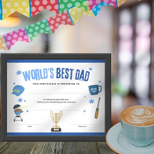 World’s Best Dad Certificate Printable – Father's Day Gift, Birthday ...