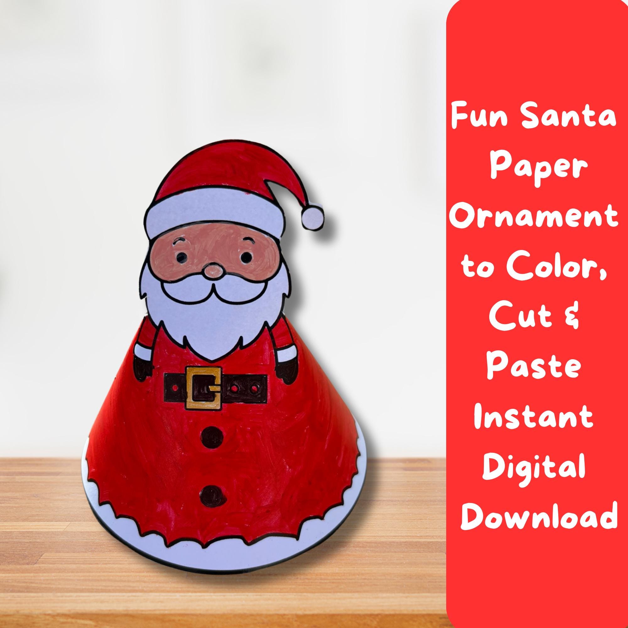 Printable Paper Santa Christmas Ornament Craft Template, DIY Paper ...