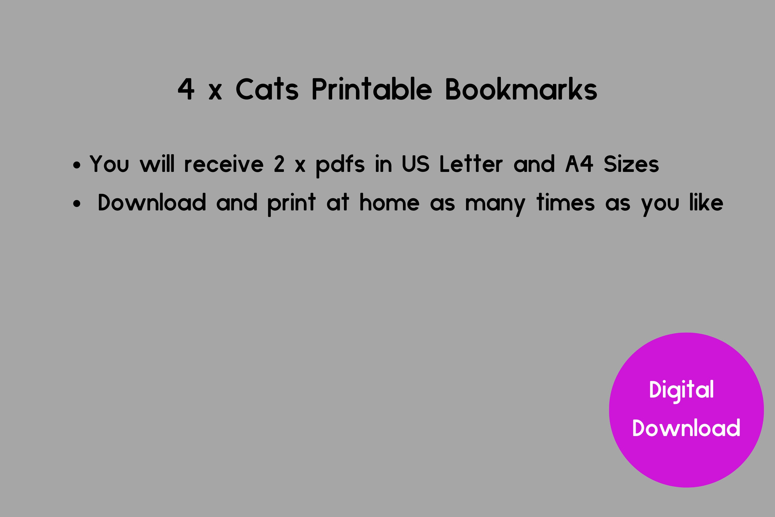 Cute Cats Printable Coloring Bookmarks. 4 X Fun Bookmark Designs for ...