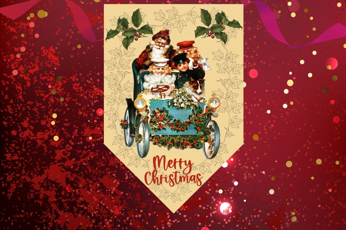 Vintage Christmas Bunting Printable: 6 Nostalgic Designs (digital ...