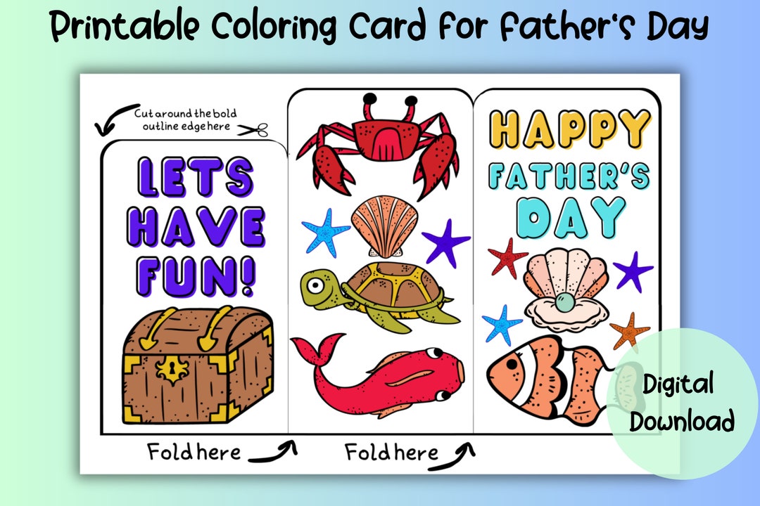 Happy Fathers Day Coloring Card. Download and Print, Craft Activity for ...
