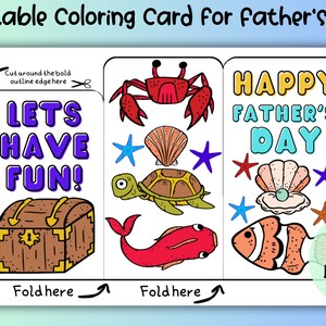 Happy Fathers Day Coloring Card. Download and Print, Craft Activity for ...