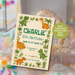 Editable Dinosaur Birthday Invitation With Coloring Pages (canva ...
