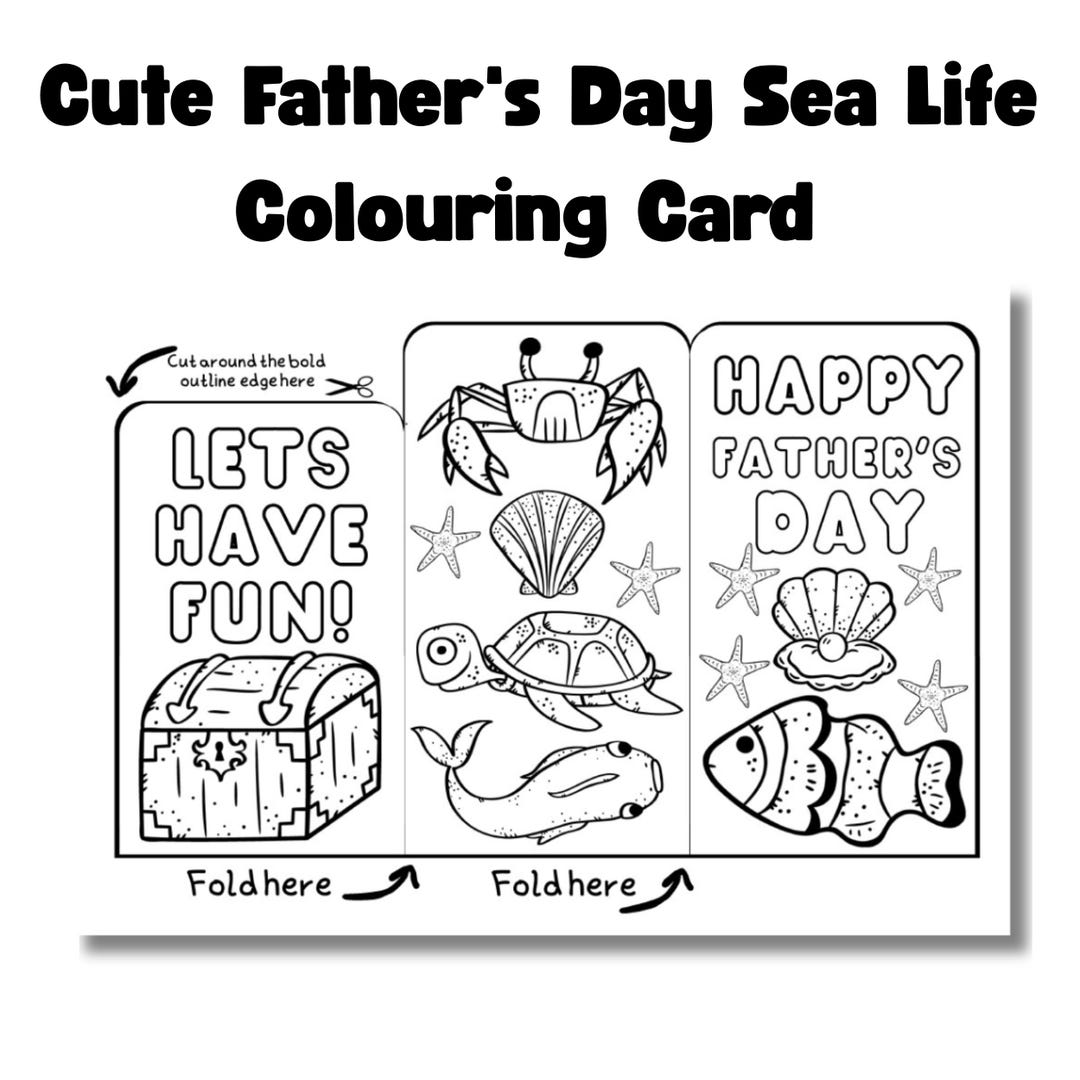 Happy Fathers Day Coloring Card, Craft Activity for Kids Printable ...