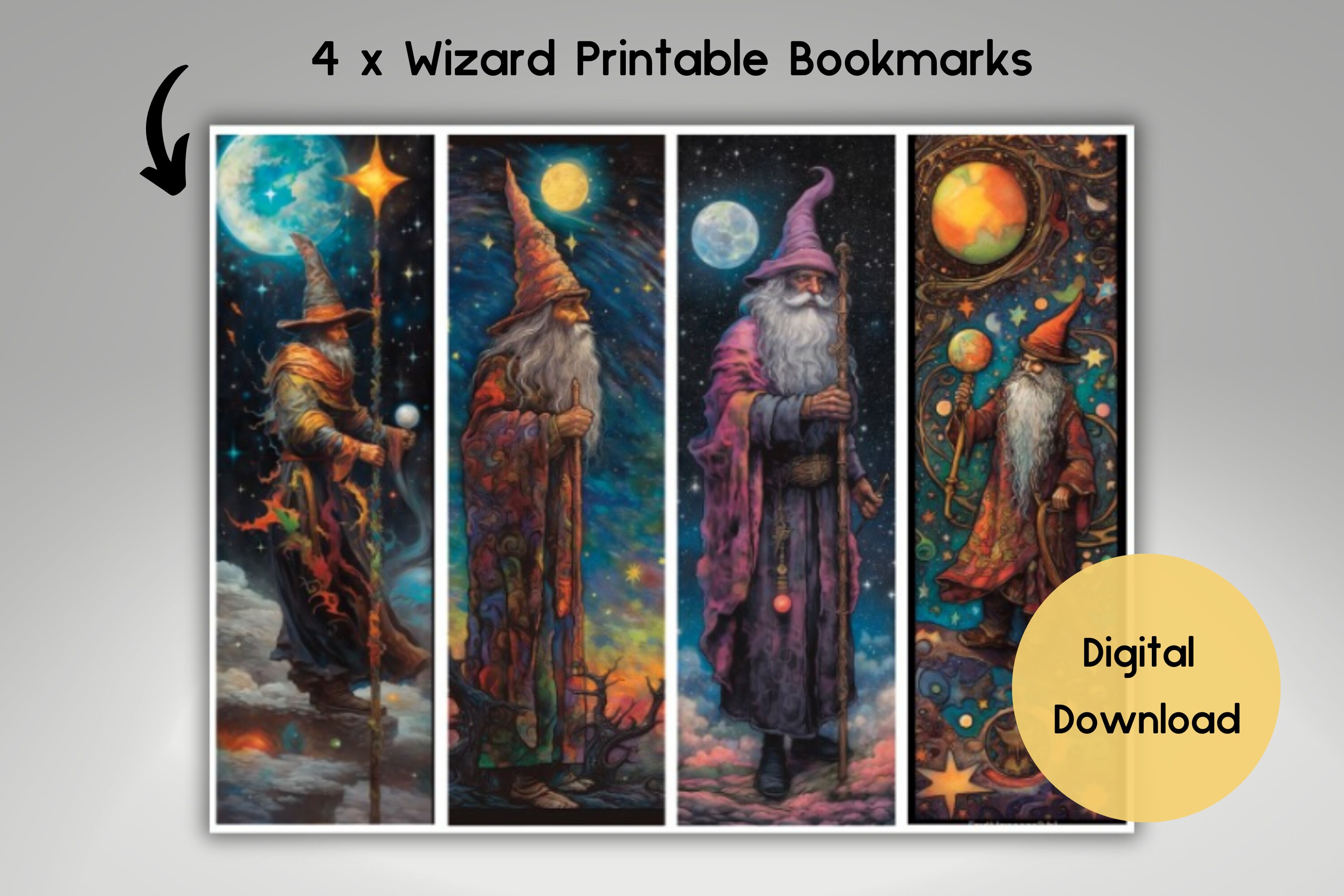 Wizard Bookmark Printable. 4 X Stunning Bookmark Designs. Print at Home ...