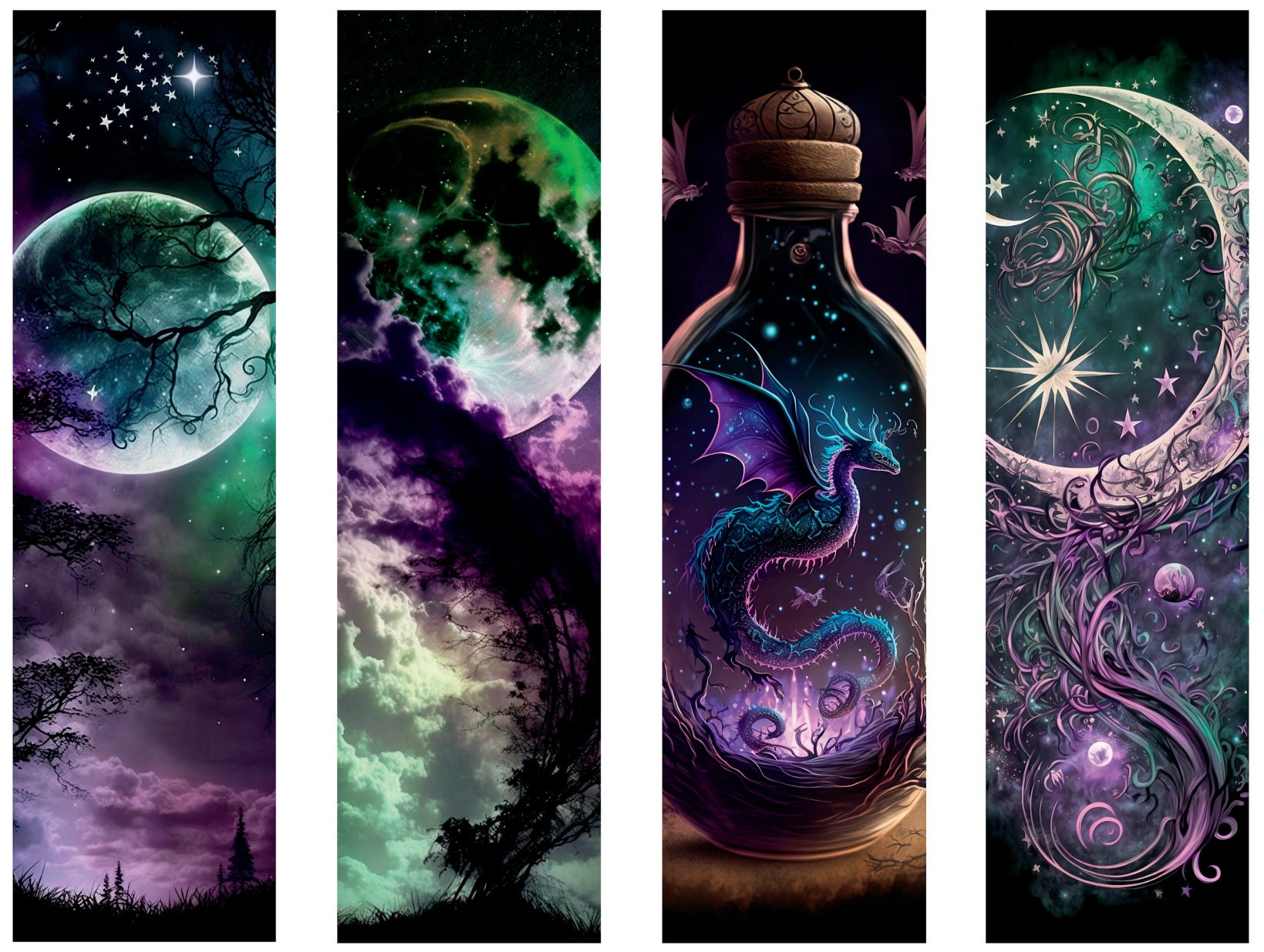 Printable Fantasy Bookmarks. 4 X Stunning Bookmark Designs. Print at ...